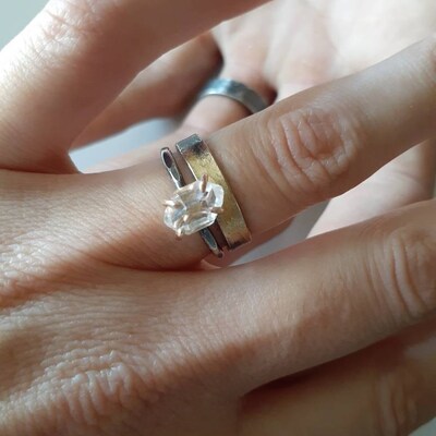 4mm6mm Sterling Silver & 24K Gold Keum Boo Ring Set, OOAK Wedding Ring ...