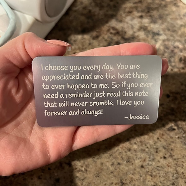 Personalized Metal Wallet Insert Card With Any Text/quote - Laser ...