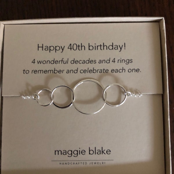 40th Birthday Gift for Her 40th Birthday Jewelry Necklace Four Rings ...
