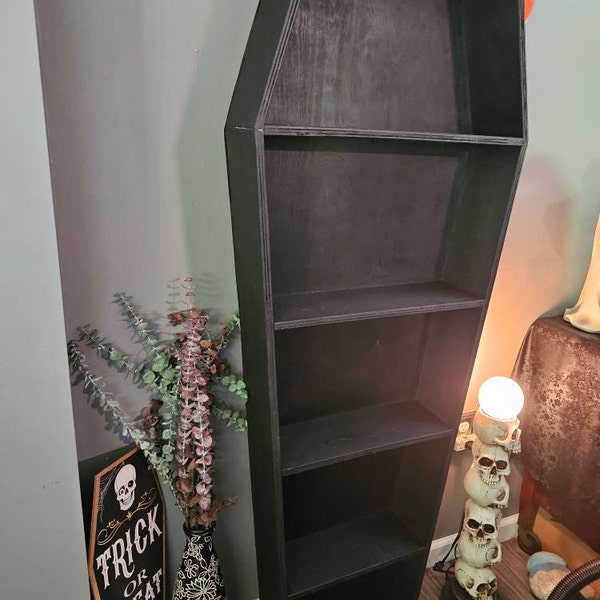 52 Inch Coffin Bookshelf, Goth, Spooky, Home Decor, Bookcase, Mystic, Gothic, Life Size, Gift ...