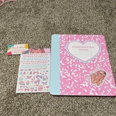 Composition Book Pastel Pink and Blue iPad Case Notebook Cute Kawaii ...