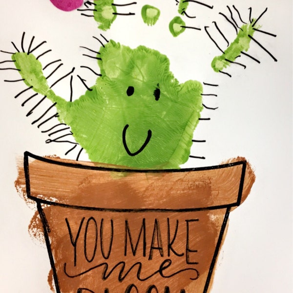 Cactus Handprint Craft, DIY Handprint Craft, You Make Me Bloom, Digital ...