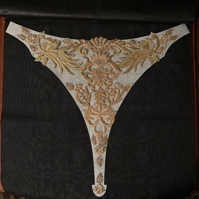 10 Yards Shampion Gold Sequin Embellished Indian Zari Pankhi Scallop ...