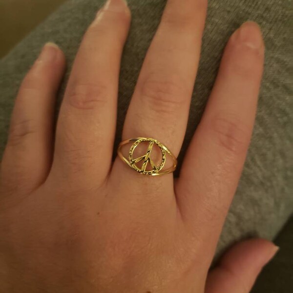Peace Ring - Gold Ring - Peace Sign Jewelry - Peace Symbol Ring ...