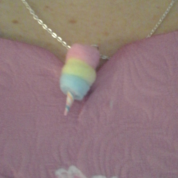 Cotton Candy Necklace, Rainbow Cotton Candy Jewelry, Harajuku Cotton ...