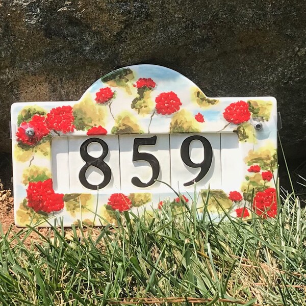 Custom Hand Painted Ceramic House Number Tile, Placque, or Sign - Etsy