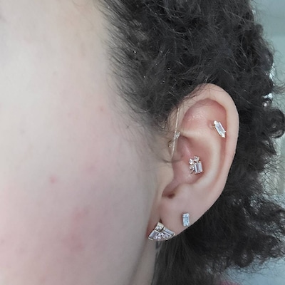 14K Solid Gold Triple Chain Attachment, Double Chain Piercing, Loop ...