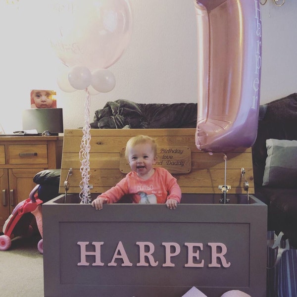 Personalised Wooden Toy Box Oak Top and Safety Stays - Etsy UK