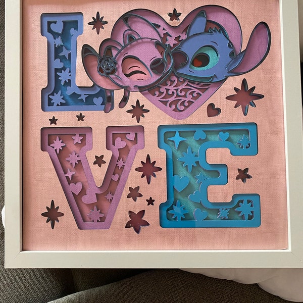 Love Shadow Box, Lilo and Stitch Shadow Box, Stitch Shadow Box Svg ...