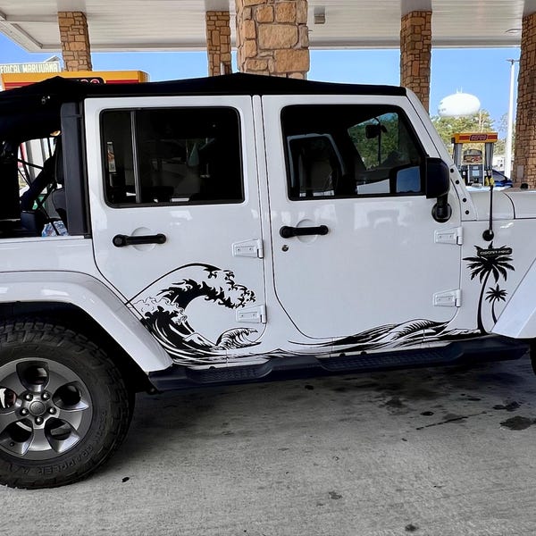 Fits Jeep Decals - Wave Beach Graphics Vinyl Decals for Jeep Wrangler ...