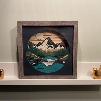 Mountain Landscape Shadow Box SVG Template, 3D SVG Shadowbox, DIY Cabin ...