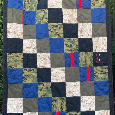 Military Memory Quilt Made From Fatigues or Military Uniforms Fatigue ...