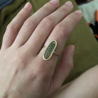 Fern Ring, Plant Ring, Botanical Ring, Pressed Fern Ring, Gold Fern ...