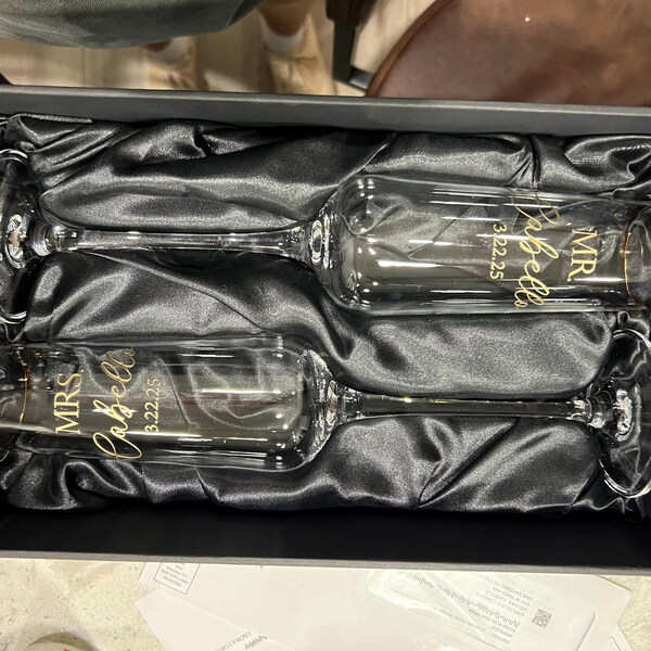 Personalized High Quality Etched Modern Flutes, Wedding Toasting Flutes ...
