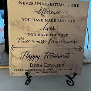 Forever A Nurse Retirement Tile Plaque Gift for RN, Cna, Lpn, Aprn ...