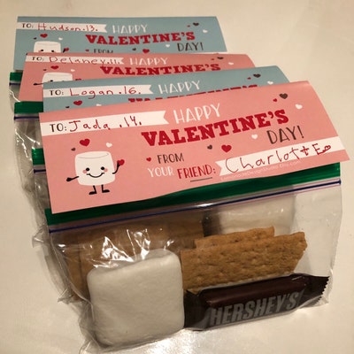 Valentine Treat Bag Toppers PRINTABLE Smores Valentine Cards for Kids ...