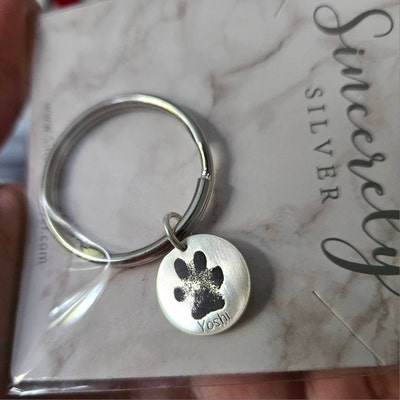 Dog Paw Print Keychain Your Actual Pet Paw Print Keychain Custom Pet ...