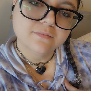 Engraved Lock Necklace, Lightweight Cuban Link Choker, Day Collar, Lock ...