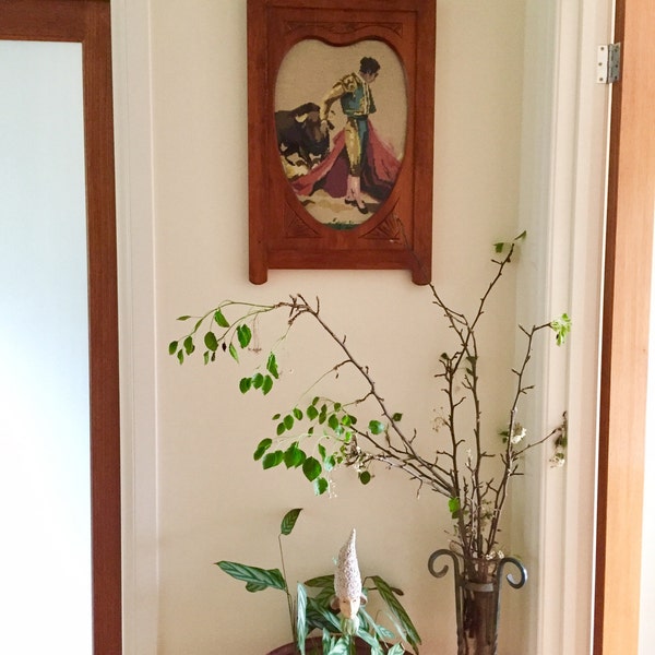 Vintage French Needlepoint Rooster Tapestry Embroidery Finished ...