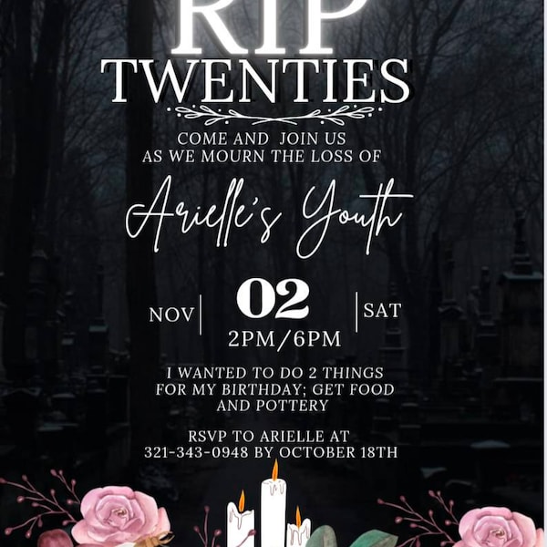 Funérailles modifiable pour ma jeunesse Invitation, faire-part d ...