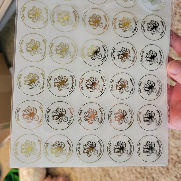 Custom Gold Foil Stickers | Wedding Favor Stickers | Gold Foil Custom ...