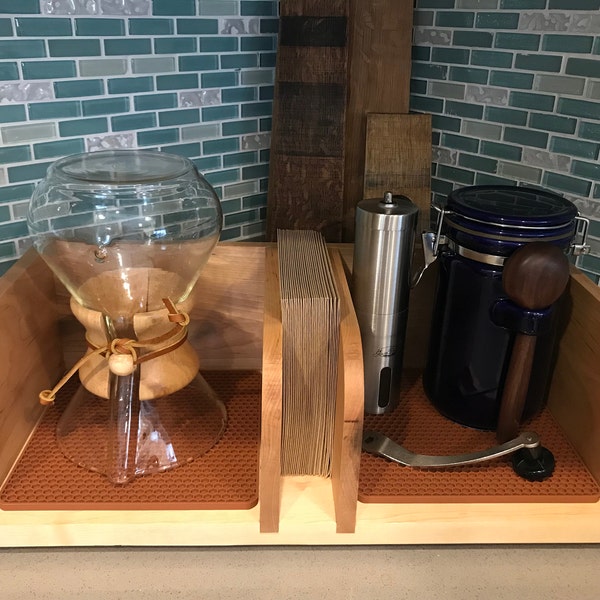 Handmade Wooden Pour Over Coffee Station: Minimalist Coffee Caddy, 2 ...