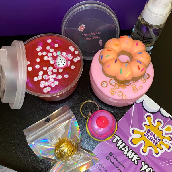 Dragon Fruit Slime Clear Jelly Slime With Foam Cubes Slime for Birthday ...