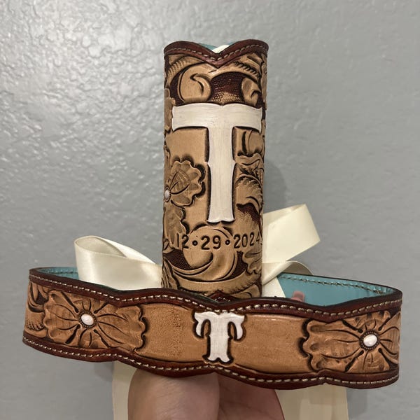 Tooled Leather Cake Topper - Etsy