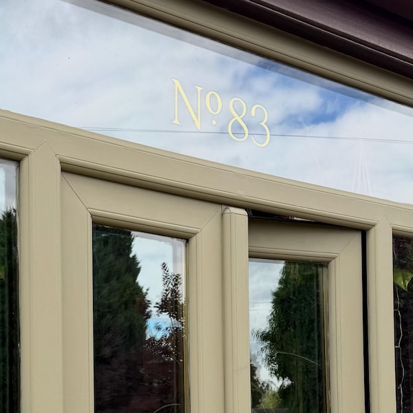 Victorian Flower Frosted Window Vinyl Graphic With House Number or Name ...