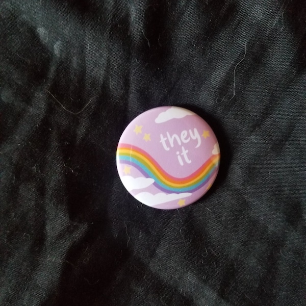 Pastel Pronoun Pins! Kawaii Aesthetic Pin Buttons - They/them, He/they ...