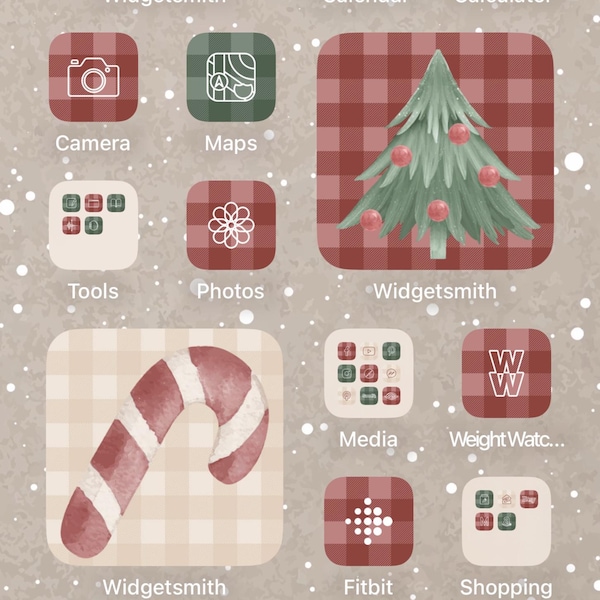 Christmas App Icons, Xmas App Icons, Neutral App Icons, iPhone Minimal ...