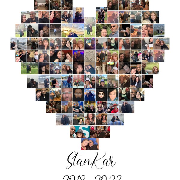 Photo Collage Template in Diamond Shape, Personalized Gift Collage ...