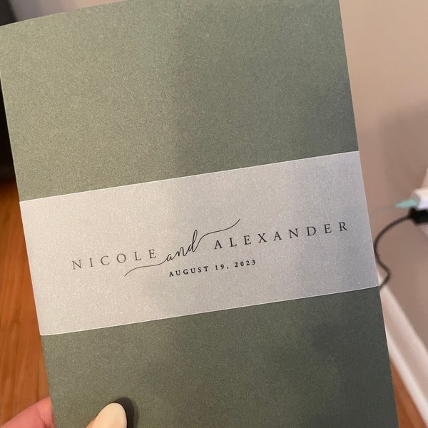 Personalized Vellum Belly Band for Wedding Invitations - Printed Belly ...