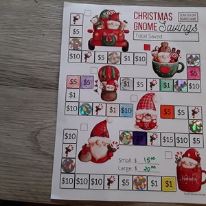 Christmas Gnome Savings Scratch off Board Game Challenge Tracker Silver ...
