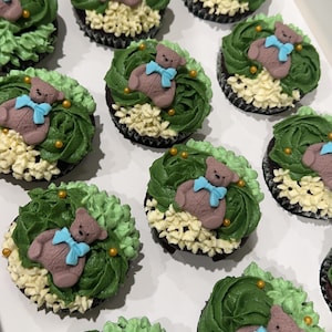 12pcs Fondant Edible Decorations, Bear With Bow Edible Treats ...