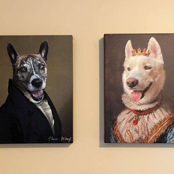 Custom Dog Portrait, King Queen Pet Art, Personalized Pet Gift ...