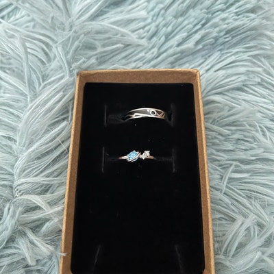 Blue Zircon Planet Couple Rings, Promise Rings for Couples, Matching ...