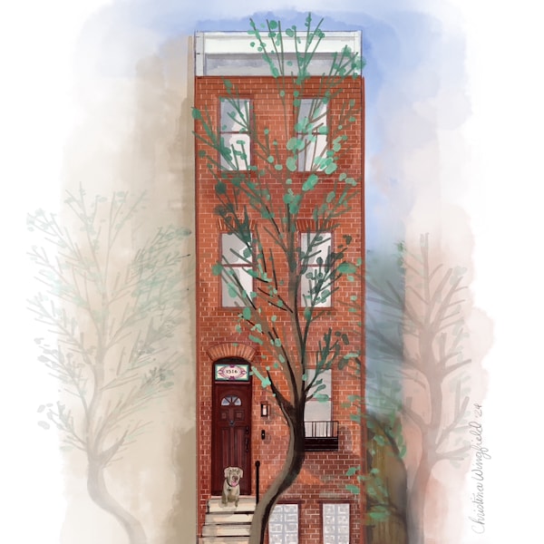 Custom Row Home Portraits: Baltimore, Philadelphia, DC Housewarming ... Custom Row Home Portraits: Baltimore, Philadelphia, DC Housewarming ...