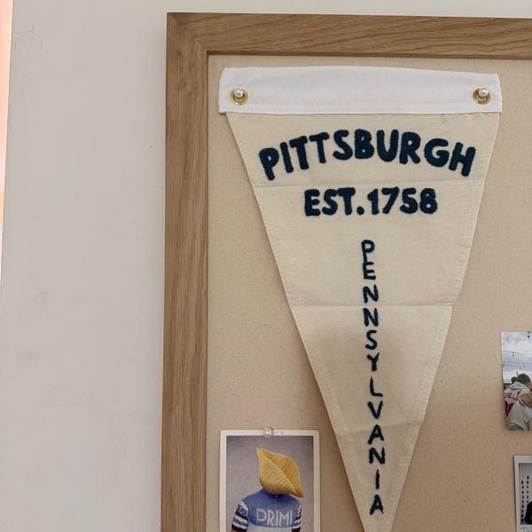 Hand Embroidered Pennant Flag Custom Unique City Name Pennant Flag ...