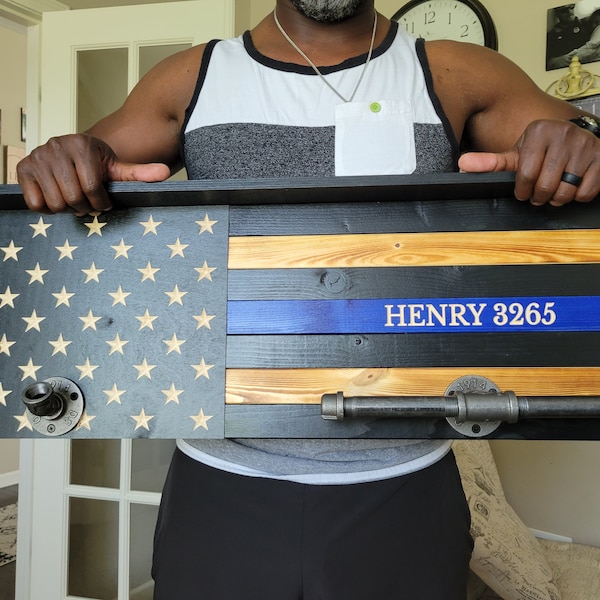 Police Gear Rack - Thin Blue Line Gear Rack - Police Officer Gift ...