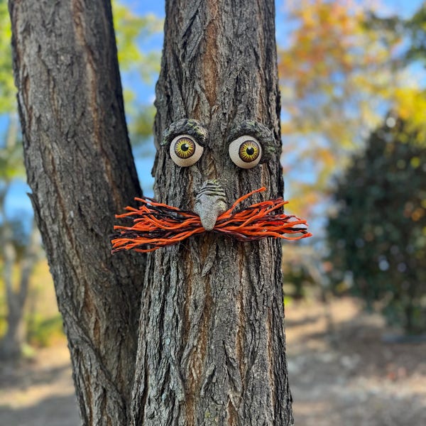 Willy the Tree Face. Funny Faces for Trees. Outdoor Sculpture, Statue ...