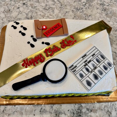 Fondant Detective Cake Toppers Fondant Crime Scene Fondant CSI Inspired ...