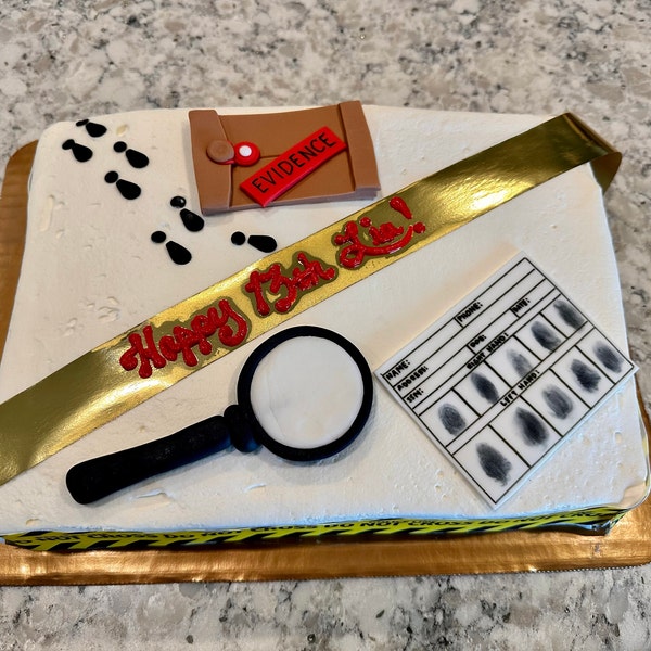 Fondant Detective Cake Toppers - Fondant Crime Scene - Fondant Escape ...
