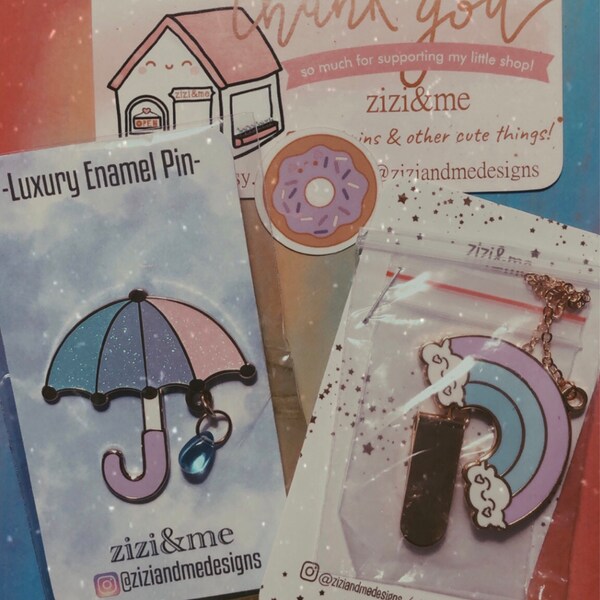 Pastel Glitter Sparkle Umbrella Pin With Dangle Raindrop Jewel Best ...