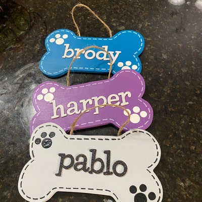 Dog Bone Name Sign Custom Dog Bone Sign Cute Dog Name Sign Decor Dog ...