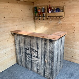 Home Bar Reclaimed Wooden Drinks Optics Plaque Spirit Display Unit ...
