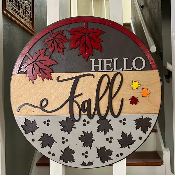 Hello Fall Sign SVG, Fall Door Round SVG, Fall Welcome, Fall Porch ...