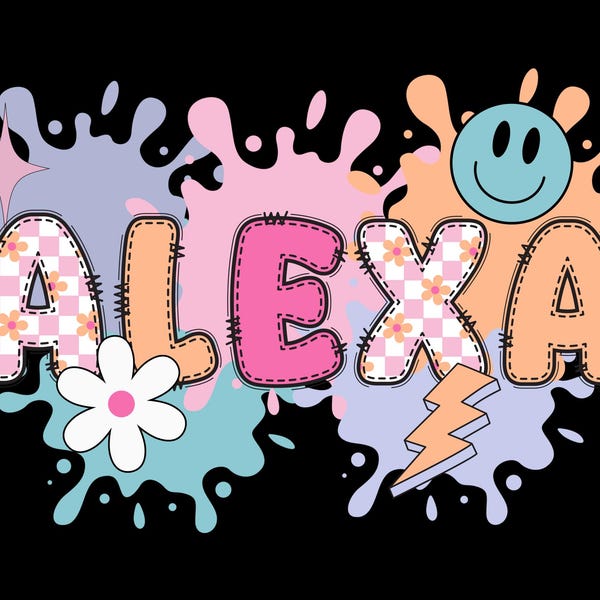 Checker Alphabet Bundle Doodle PNG | Blue Checker Retro Letters School ...