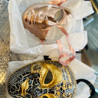 Masquerade Mask Full Face Cover Mask GOLD LIP Half Face Mask Mouth ...