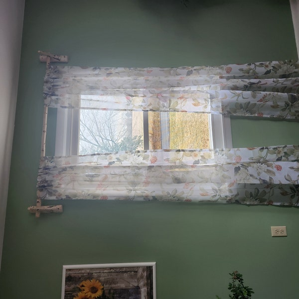 Natural Birch Branch Rustic Curtain Rod Driftwood Curtain Rod Wood ...